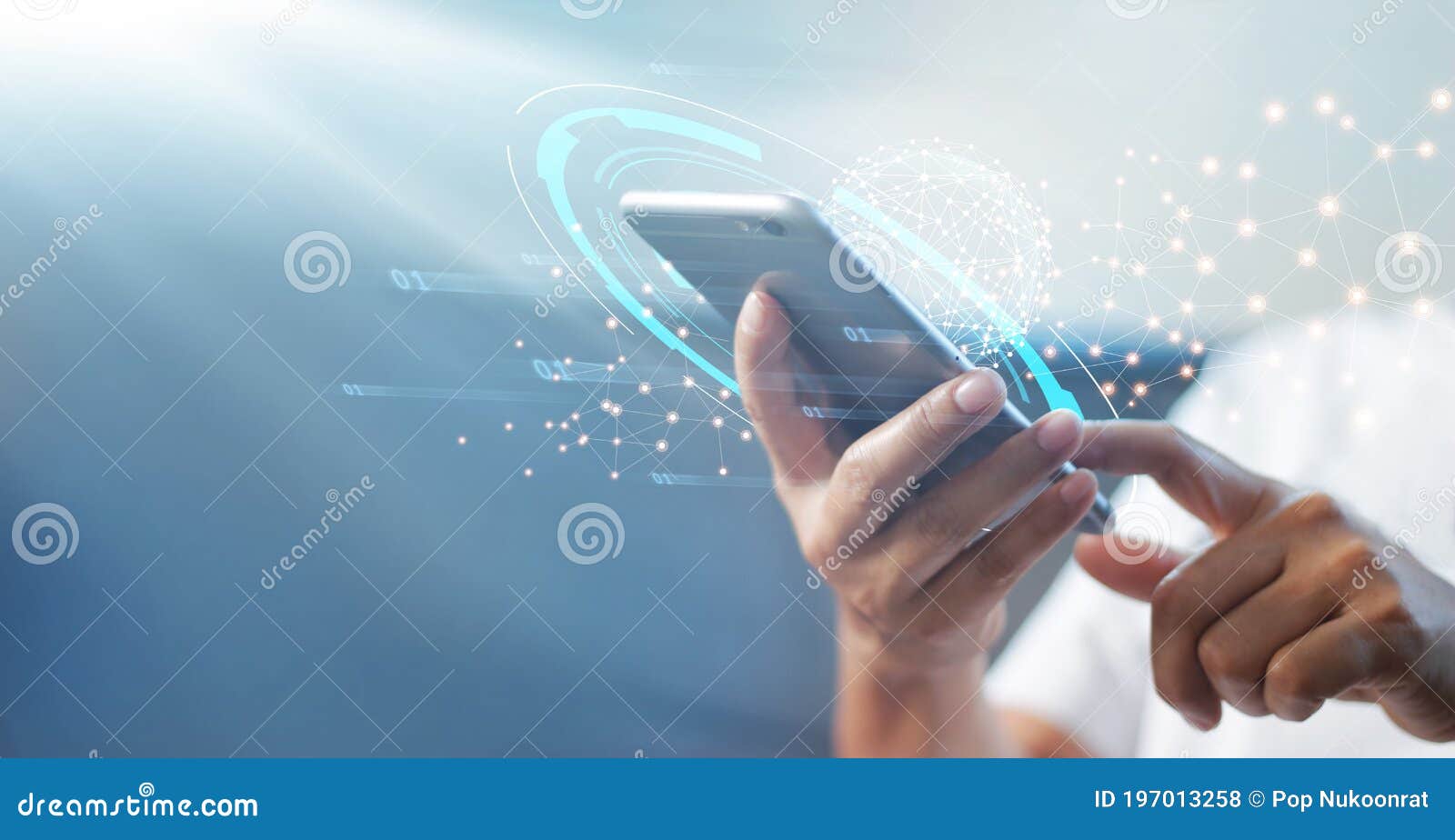 Man Using Mobile Smart Phone with Global Network Connection, Technology ... Man Using Mobile Smart Phone with Global Network Connection, Technology ...