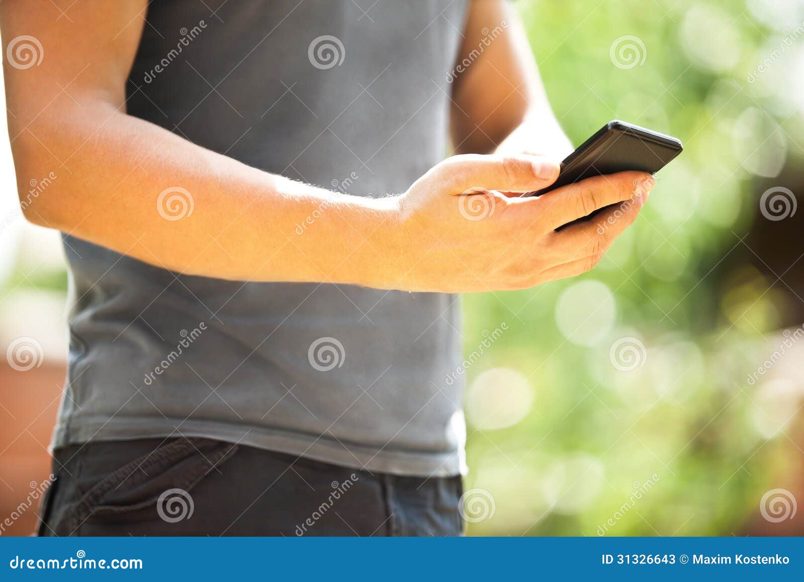 Man Using Mobile Smart Phone Outdoor Stock Image - Image of cellular ...