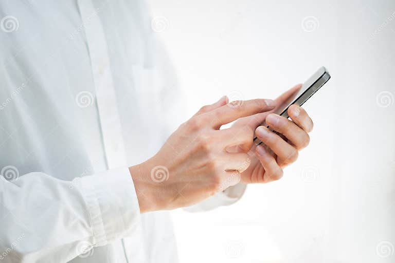 Man Using a Mobile Smartphone Stock Image - Image of business, reading ...
