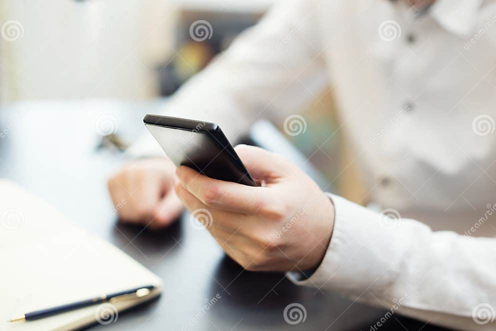 Man Using Mobile Smartphone Stock Image - Image of chat, geek: 39432235