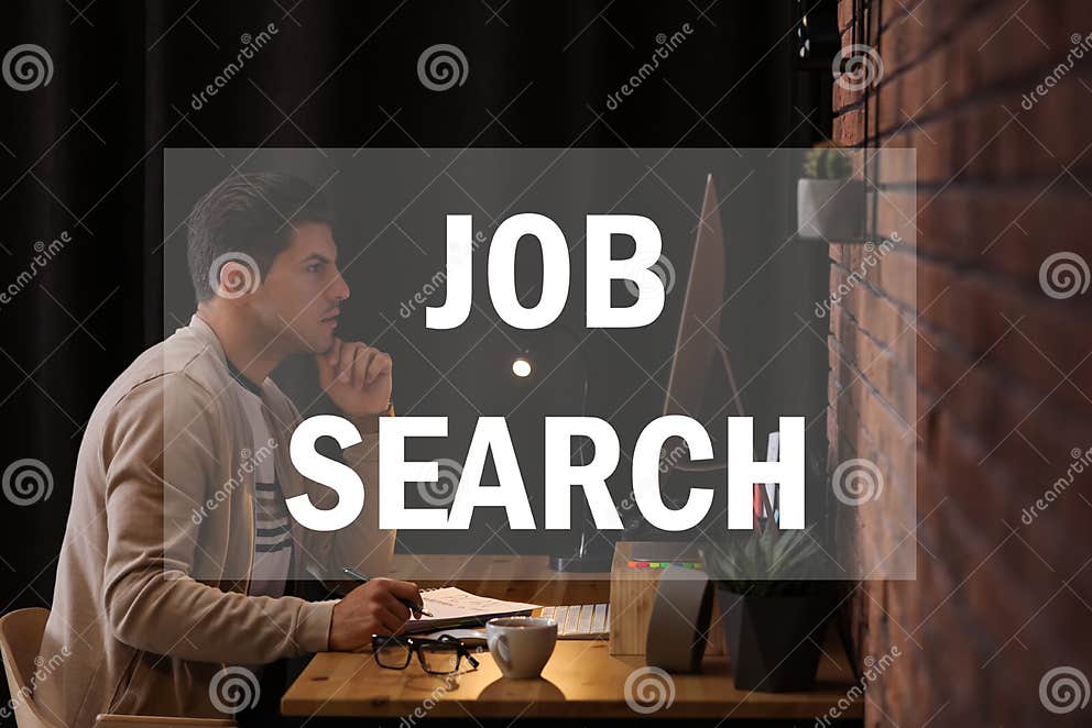 Man Using Modern Computer. Job Search Stock Image - Image of background ...
