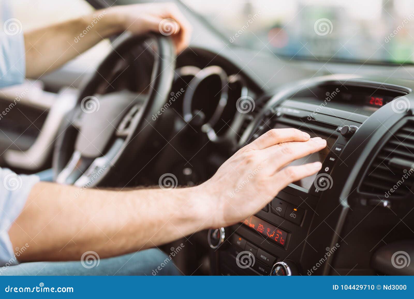 Man Using Navigation System while Driving Car Stock Photo - Image of ...