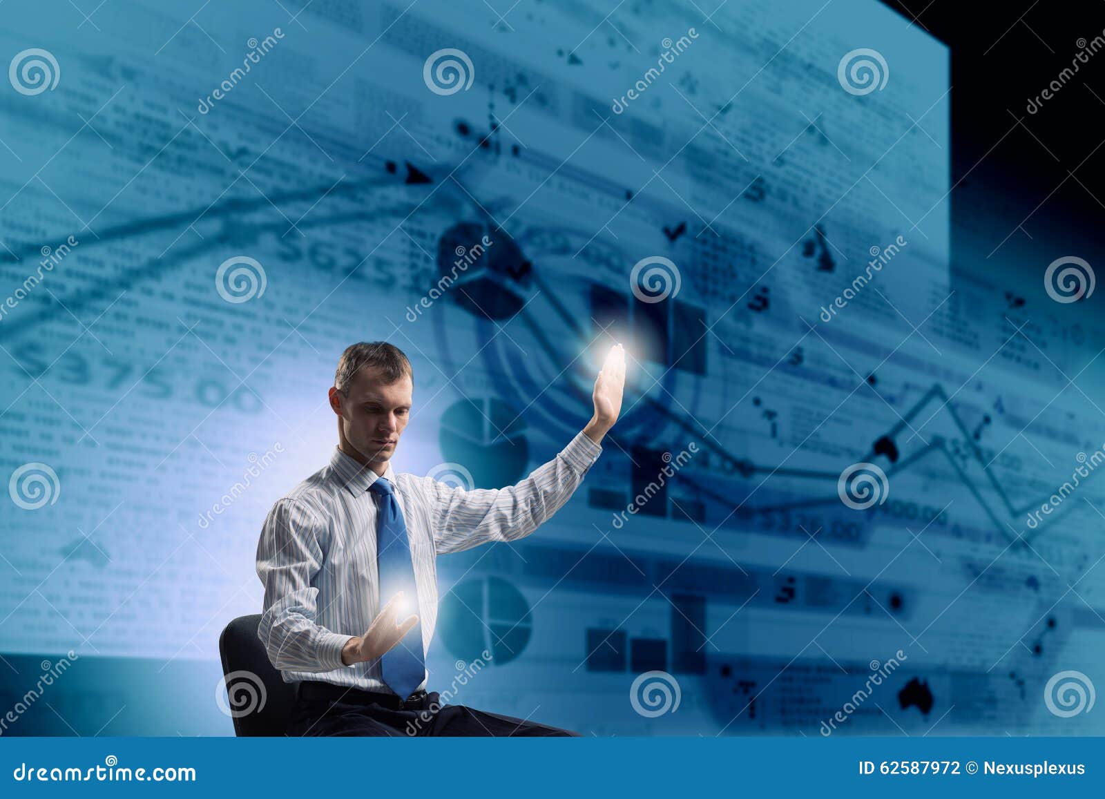 Man Using Modern Technologies Stock Photo - Image of market, graph ...