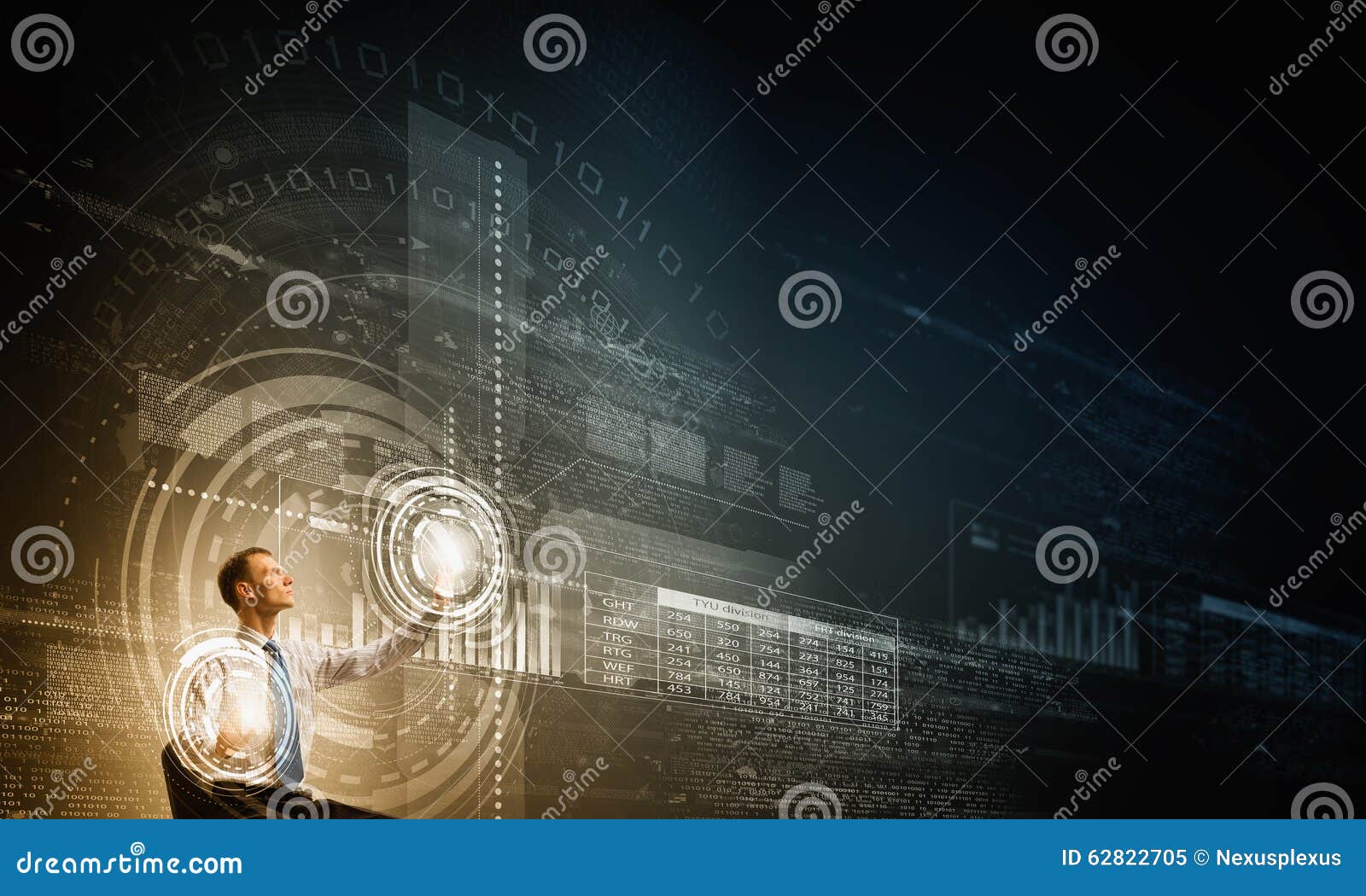Man Using Modern Technologies Stock Image - Image of diagram, graph ...