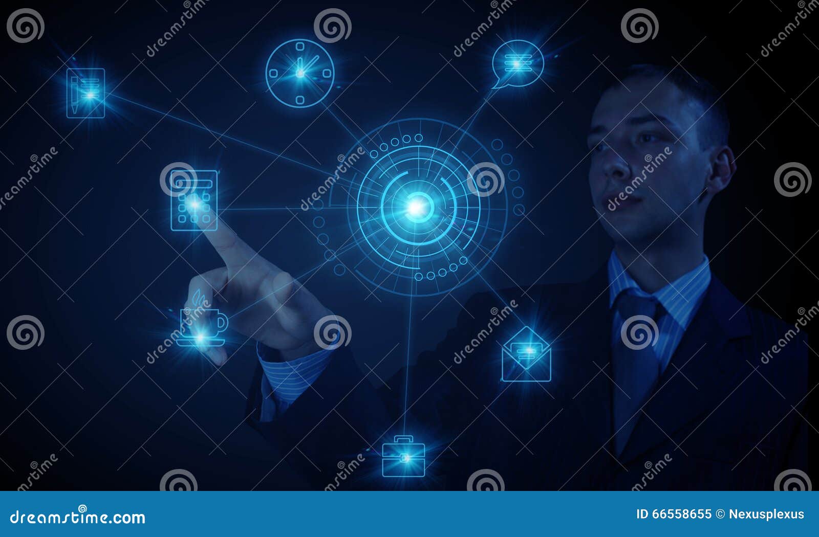 Man Using Modern Technologies Stock Image - Image of touch, push: 66558655