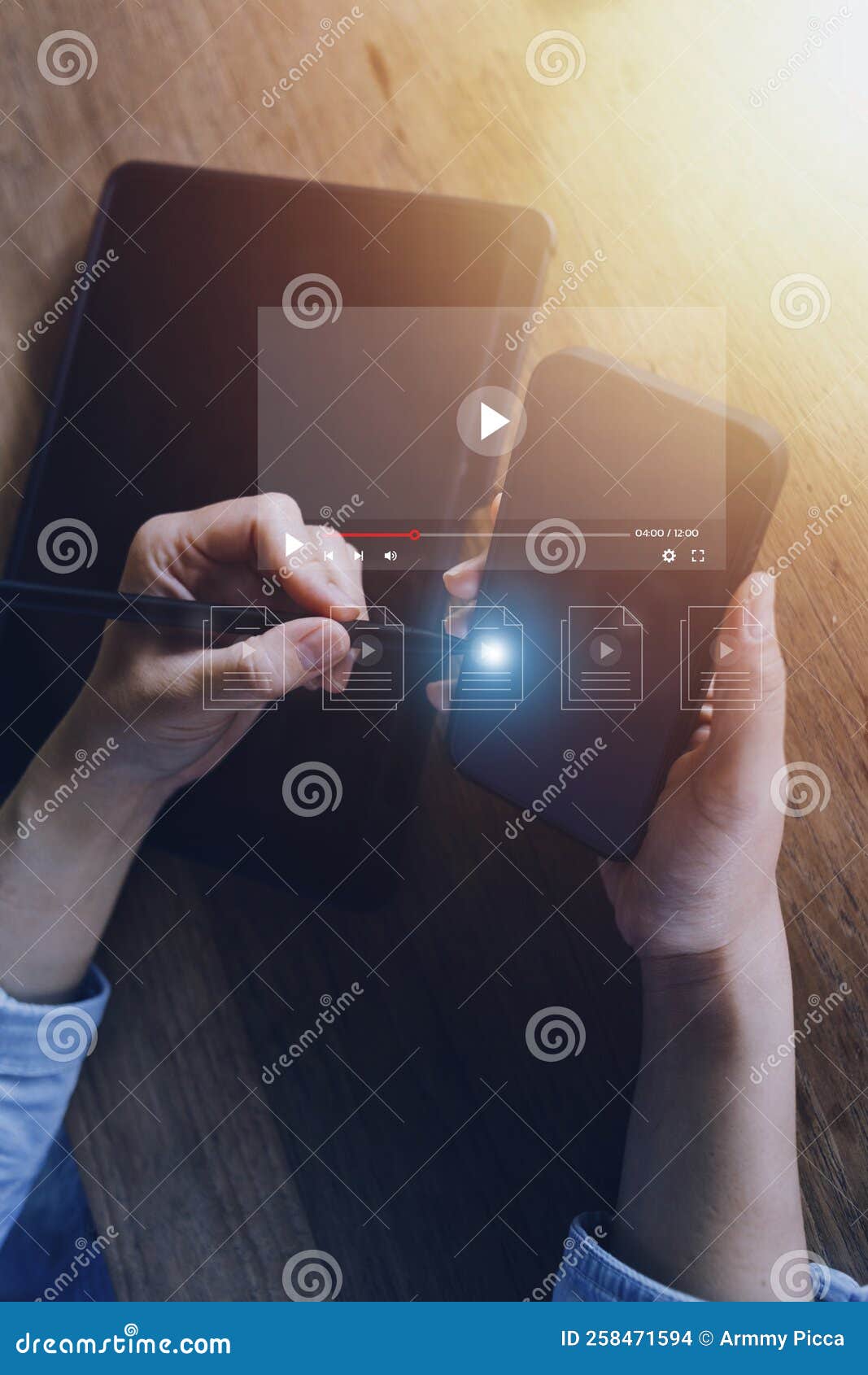 Man Using Mouse and Keyboard for Streaming Online, Watching Video on ...