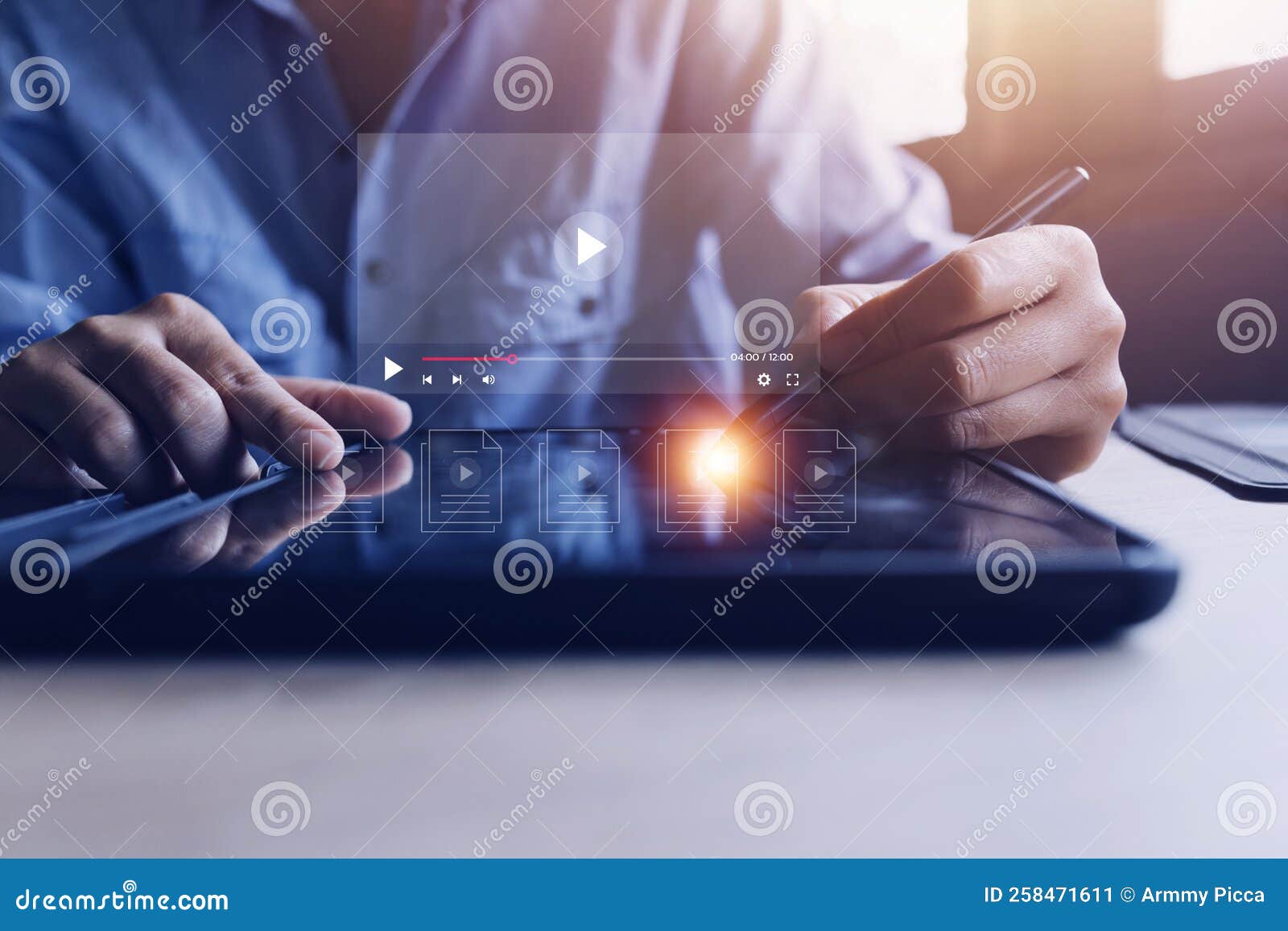 Man Using Mouse and Keyboard for Streaming Online, Watching Video on ...