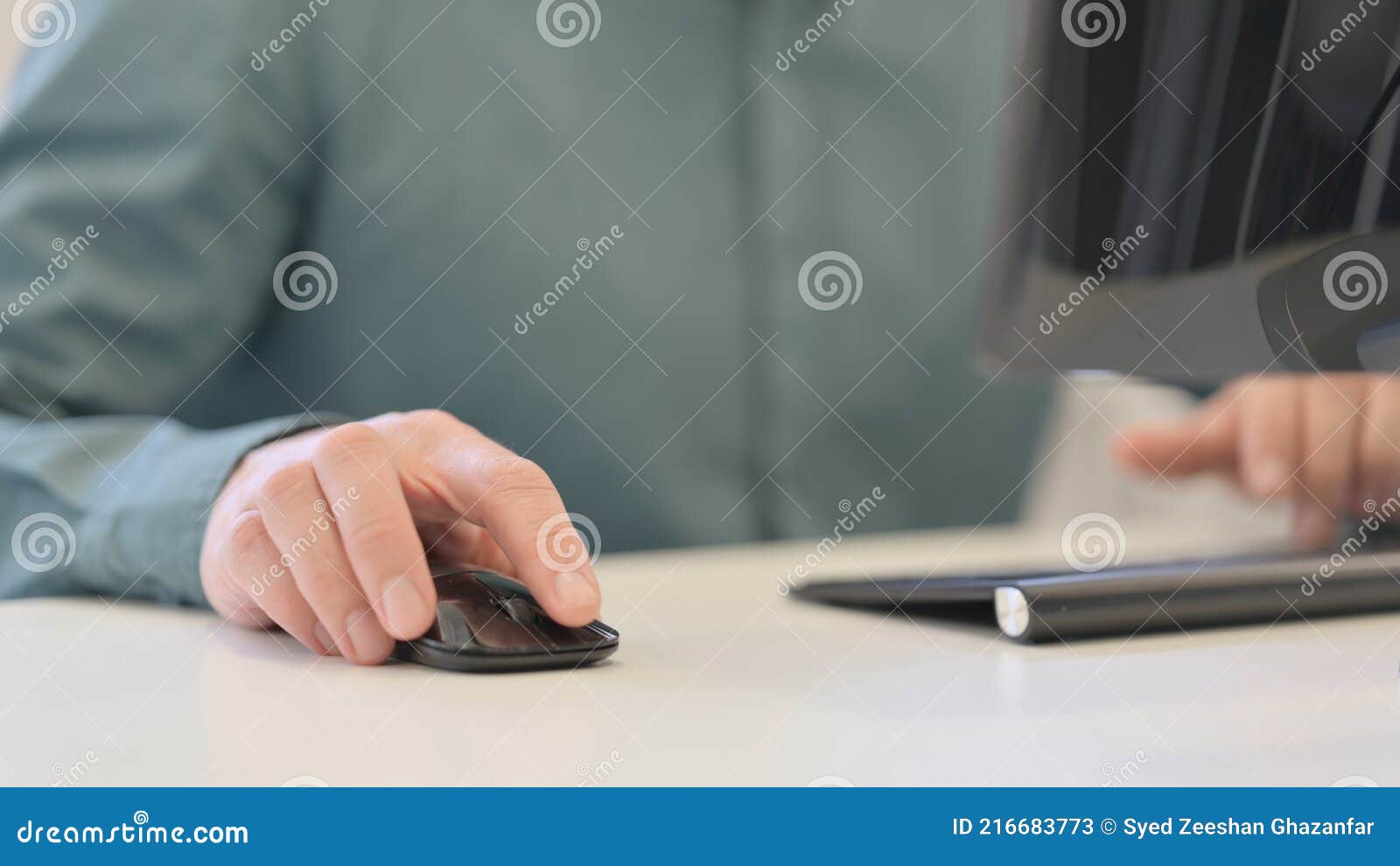 Man Using Mouse and Typing on Keyboard Stock Image - Image of white ...