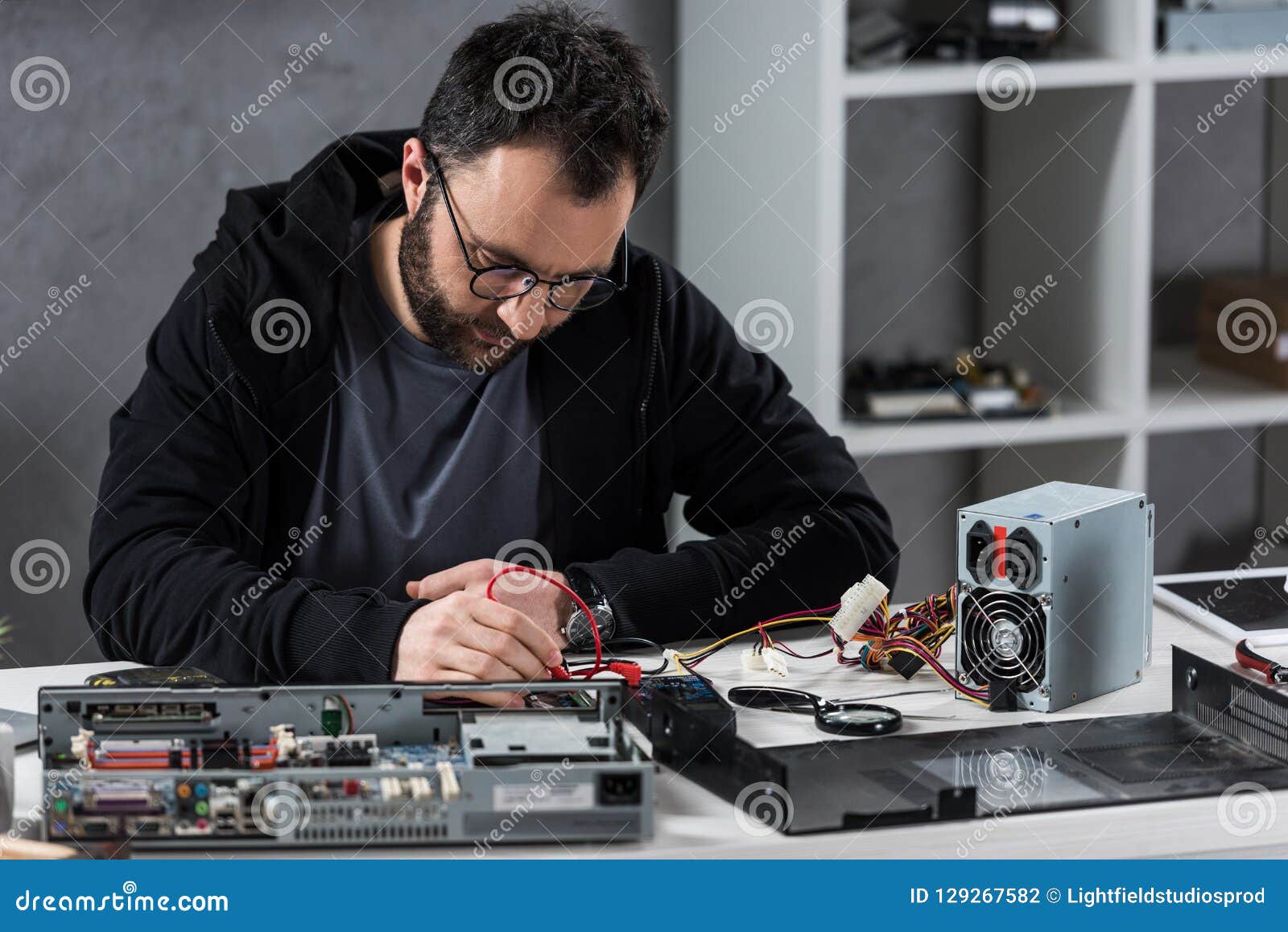 Man Using Multimeter while Fixing Stock Photo - Image of profession ...