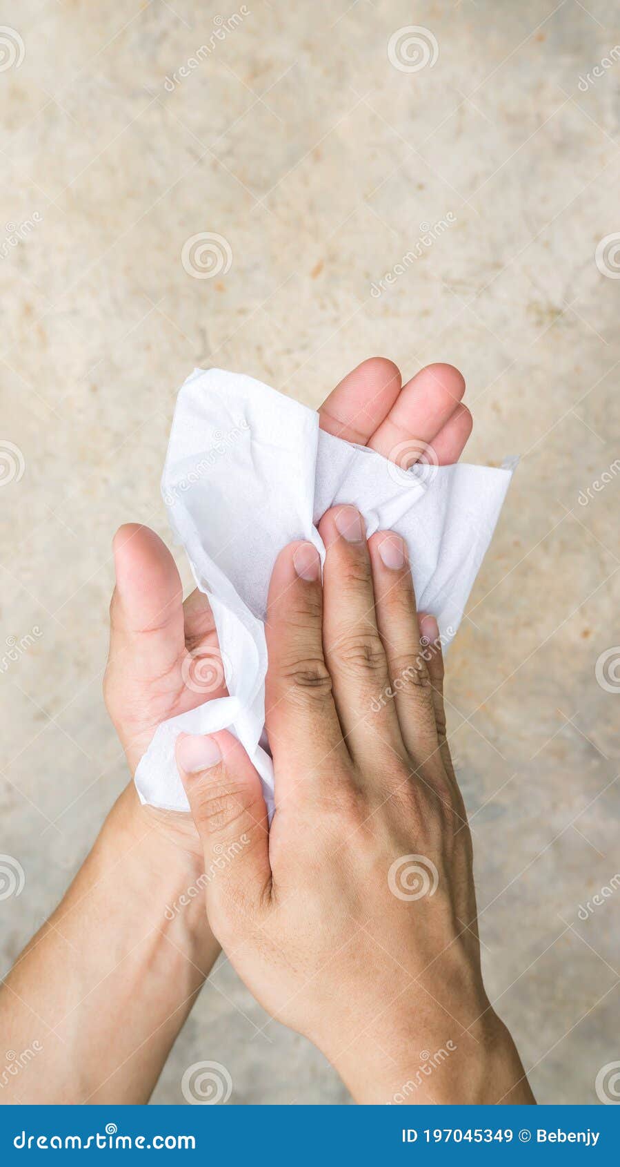 Man Using a Napkin on Gray Background Stock Image - Image of background ...