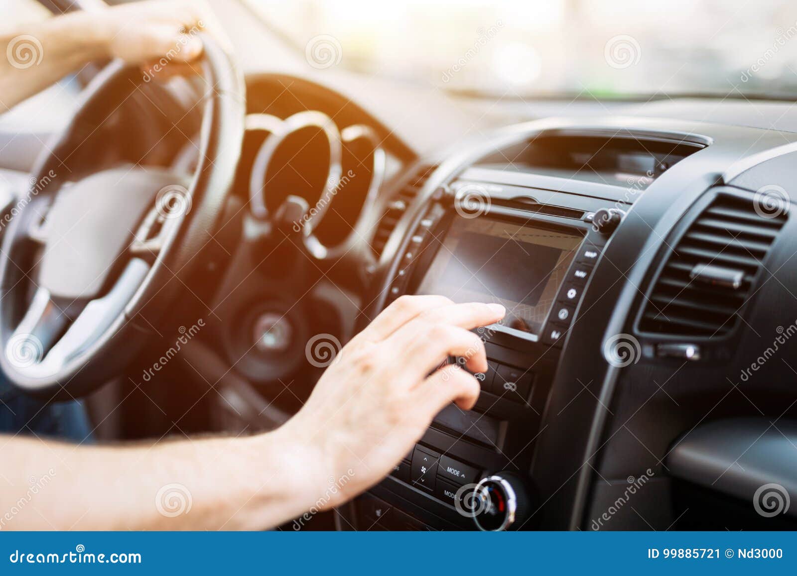 Man Using Navigation System while Driving Car Stock Image - Image of ...