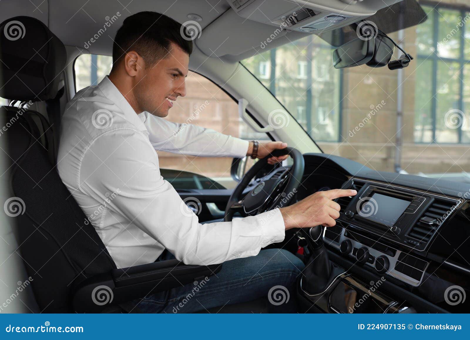 Man Using Navigation while Driving Car Stock Image - Image of happy ...