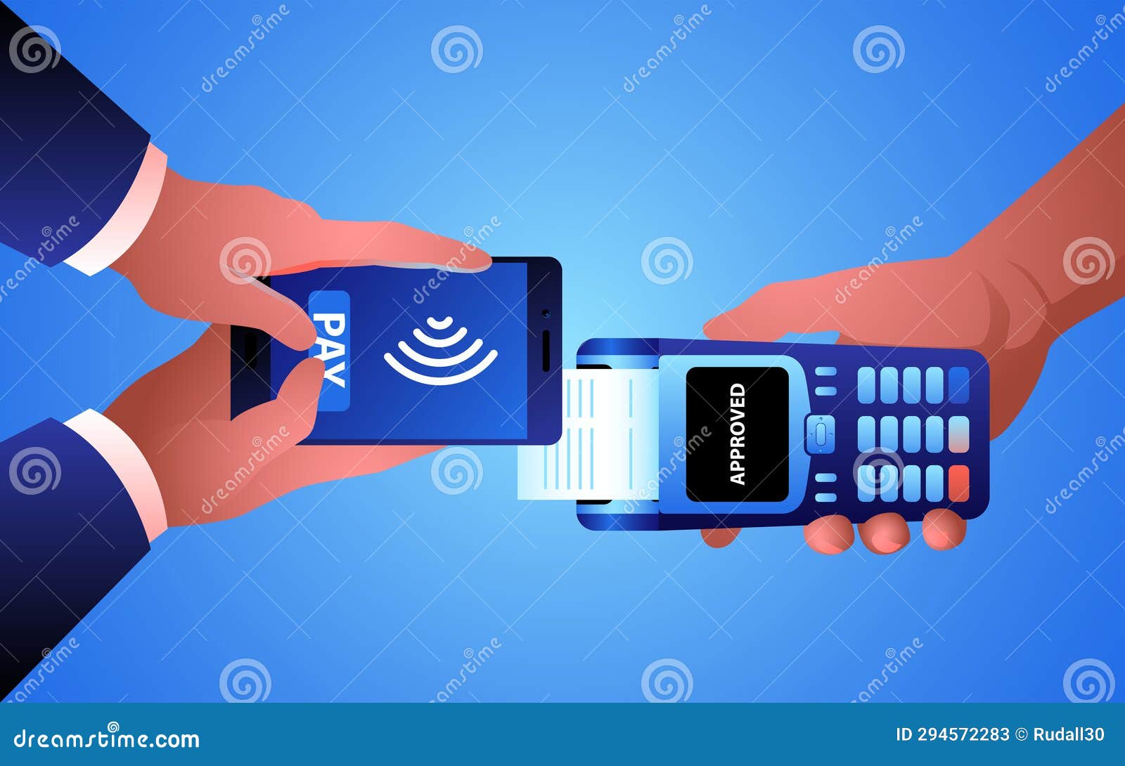 Man Using NFC Technology from His Mobile Phone To Make a Payment Stock ...