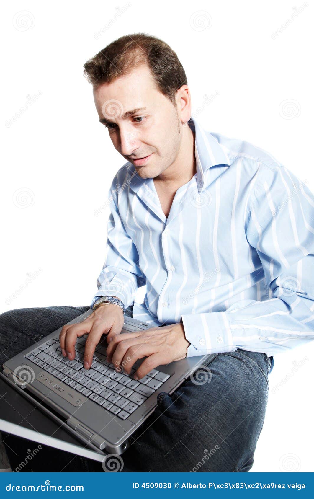 Man using a notebook stock photo. Image of communication - 4509030