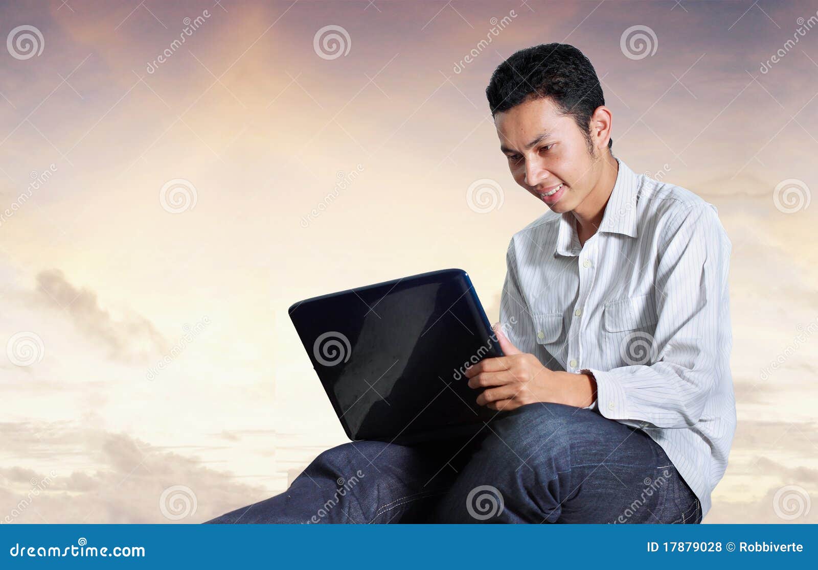 Man Using Notebook Outdoors Stock Photo - Image of rest, modern: 17879028