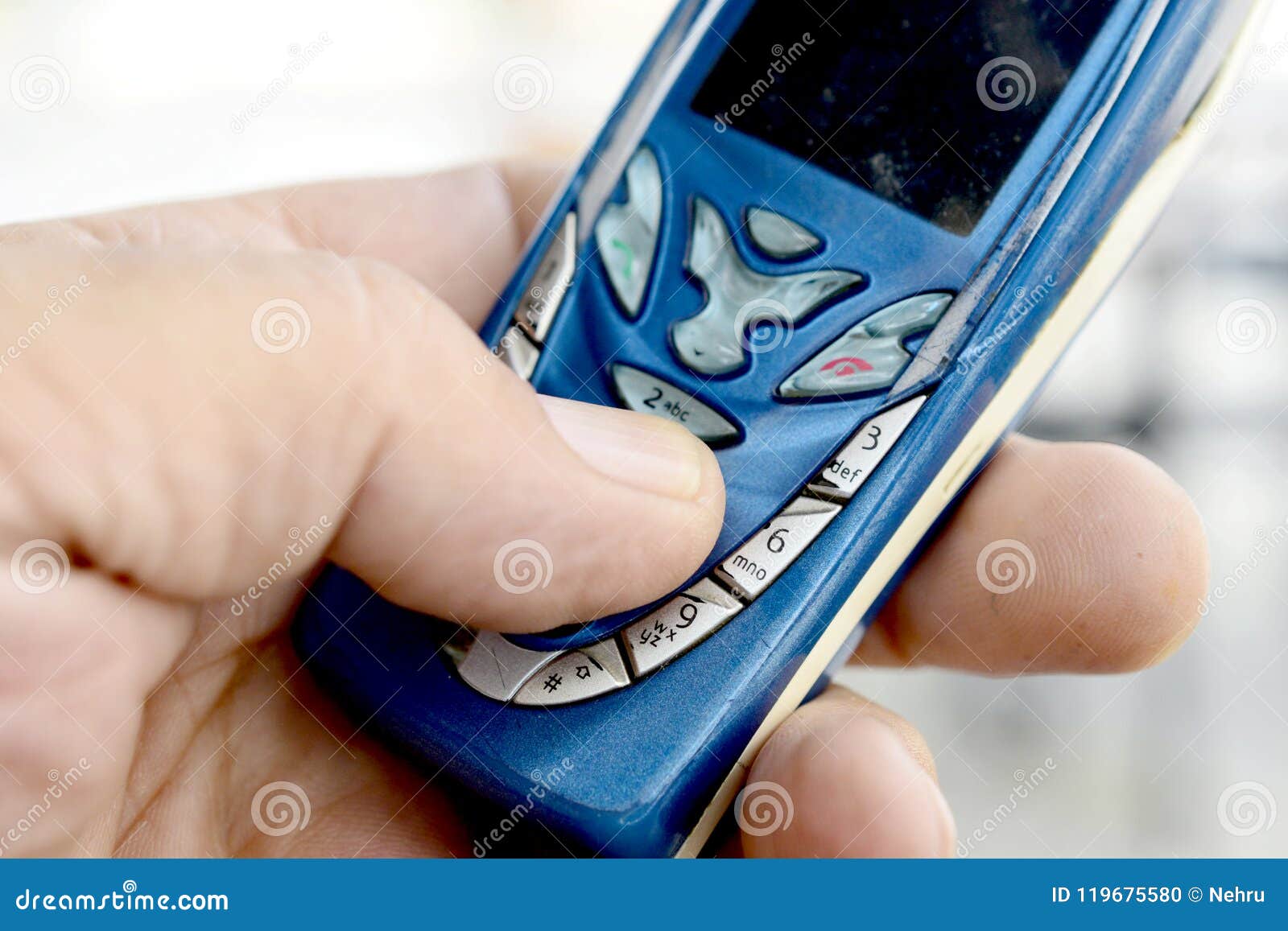 Man Using Old Mobile Phone, Technology Concept Stock Photo - Image of ...