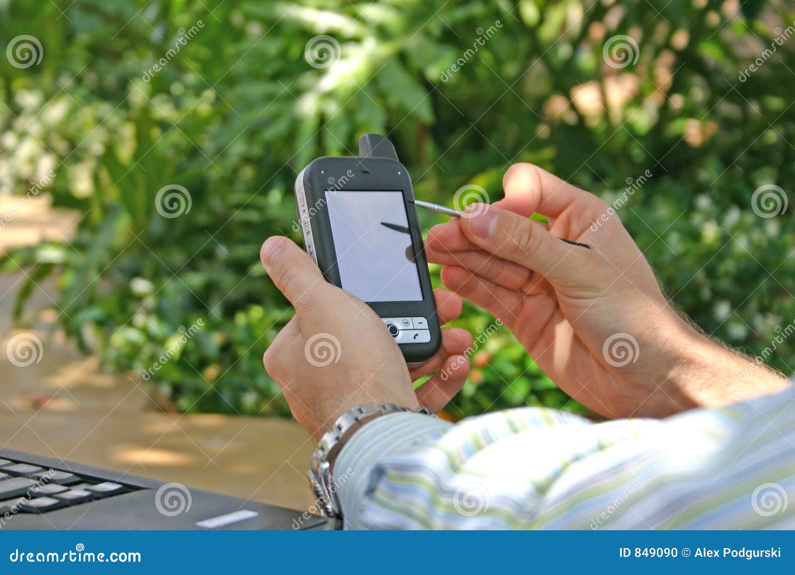 Man Using PDA / Smartphone Outside Stock Photo - Image of small, modern ...