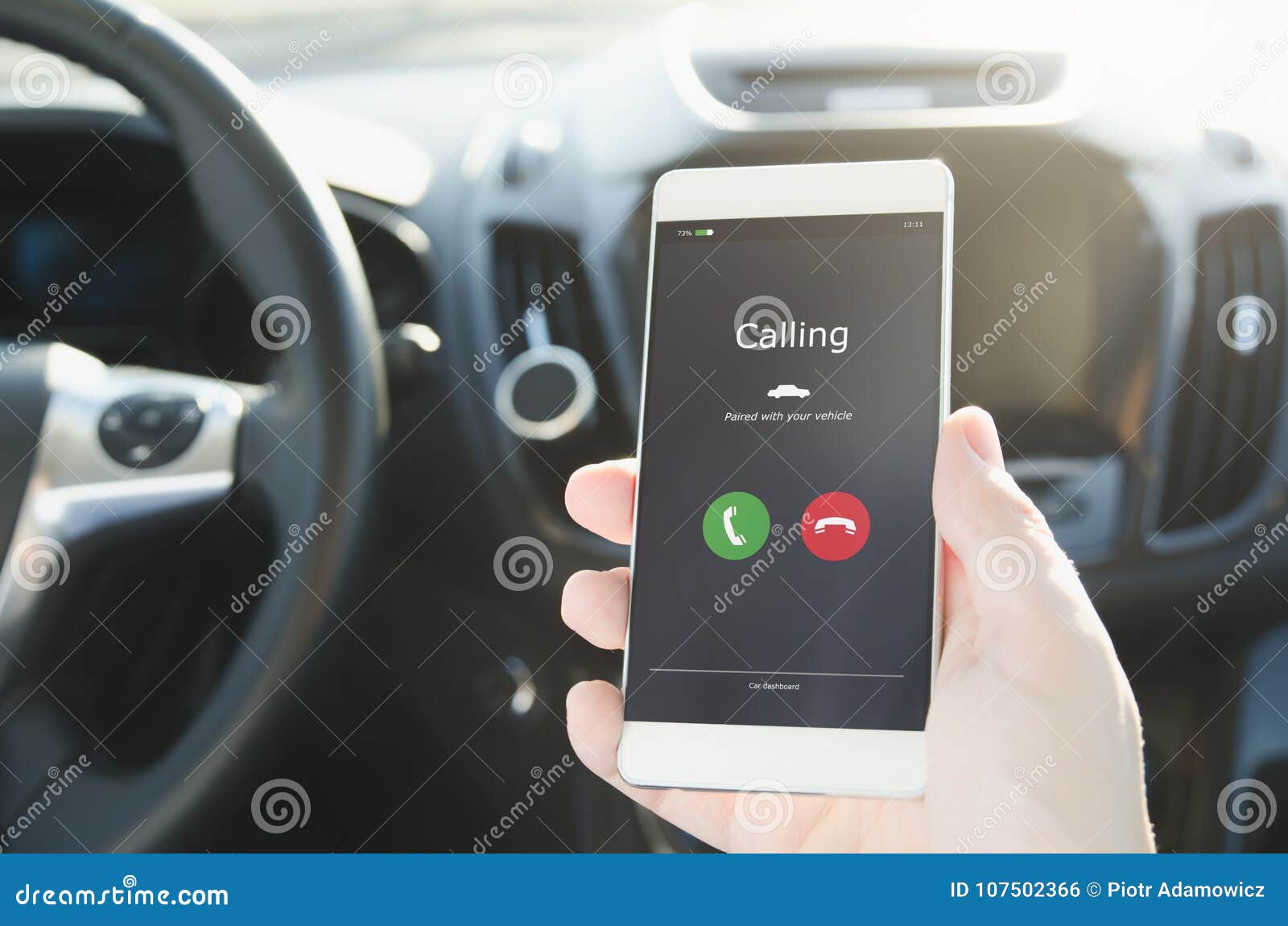 Man Using Phone Calling System in Car Stock Photo - Image of online ...