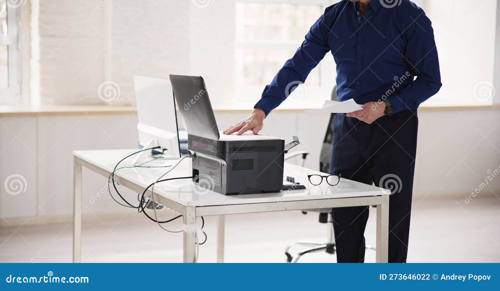 Man Using Photocopy Machine in Office Stock Photo - Image of ...