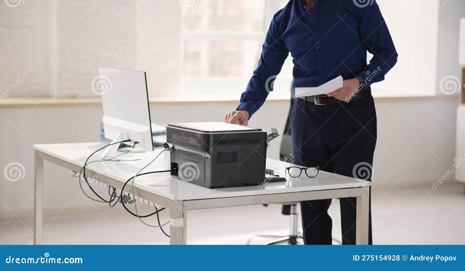 Man Using Photocopy Machine in Office Stock Photo - Image of standing ...