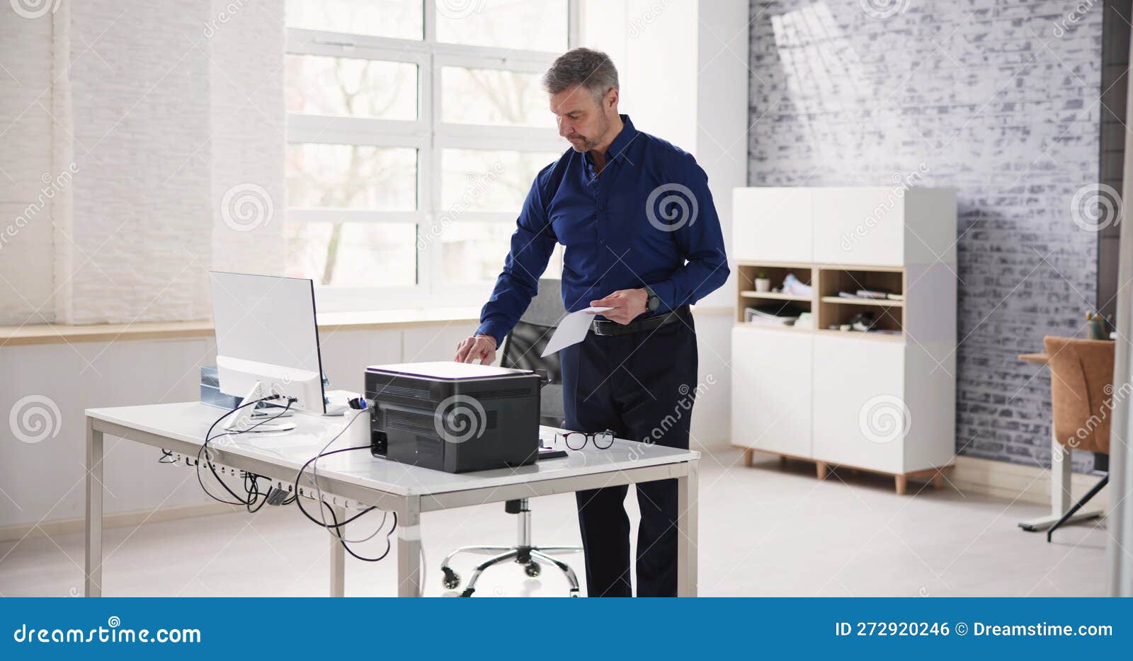 Man Using Photocopy Machine in Office Stock Photo - Image of laser ...