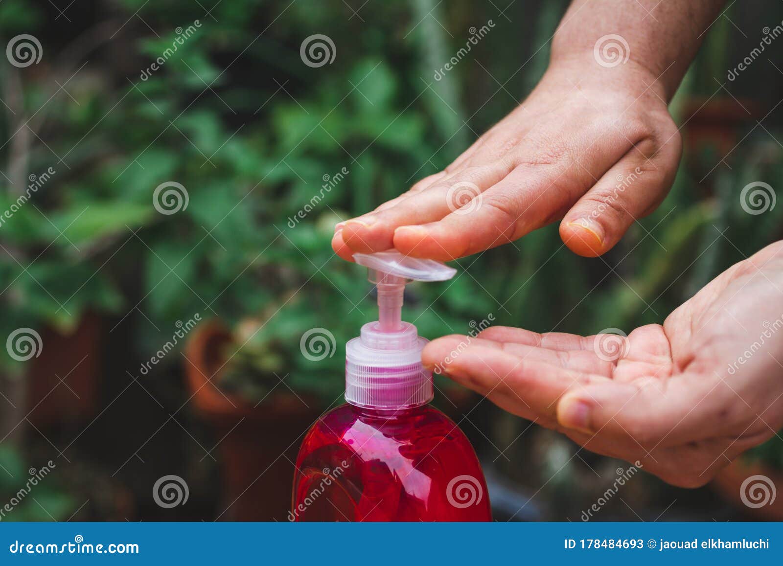 Man Using Red Soap for Disinfecting Hands Stock Image - Image of health ...