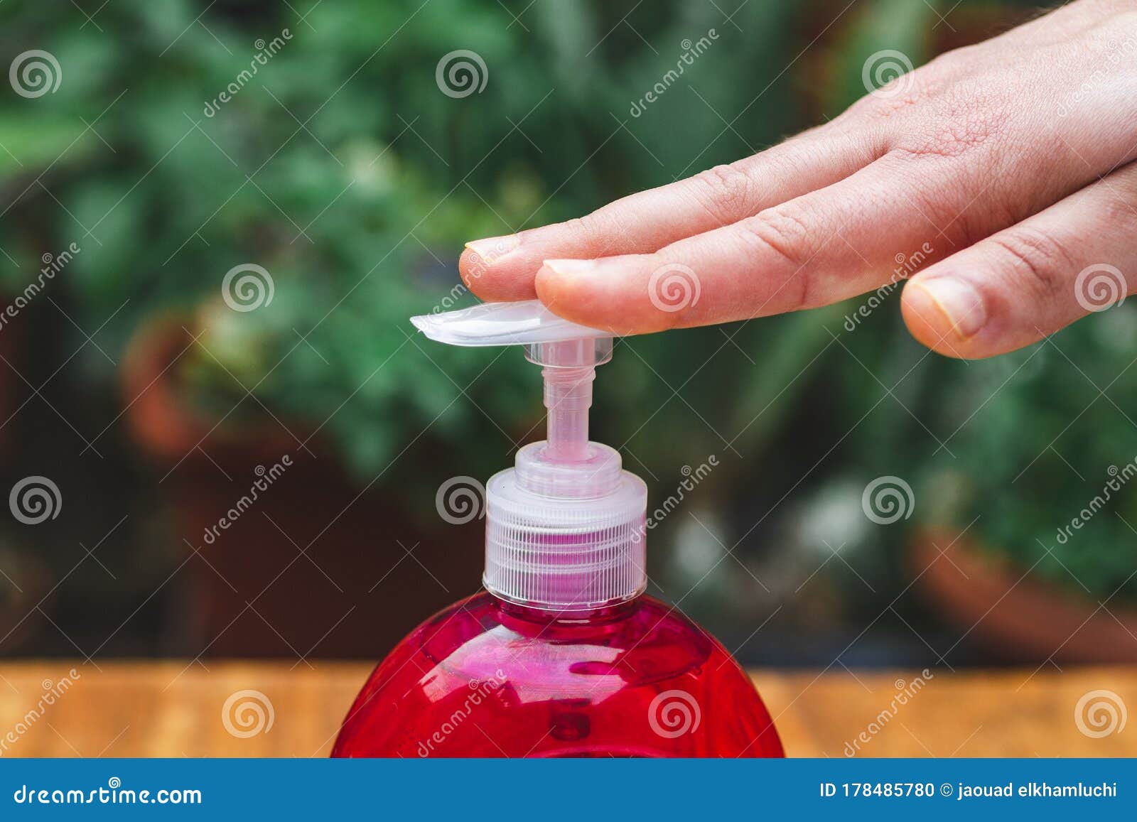 Man Using Red Soap for Disinfecting Hands Stock Photo - Image of ...