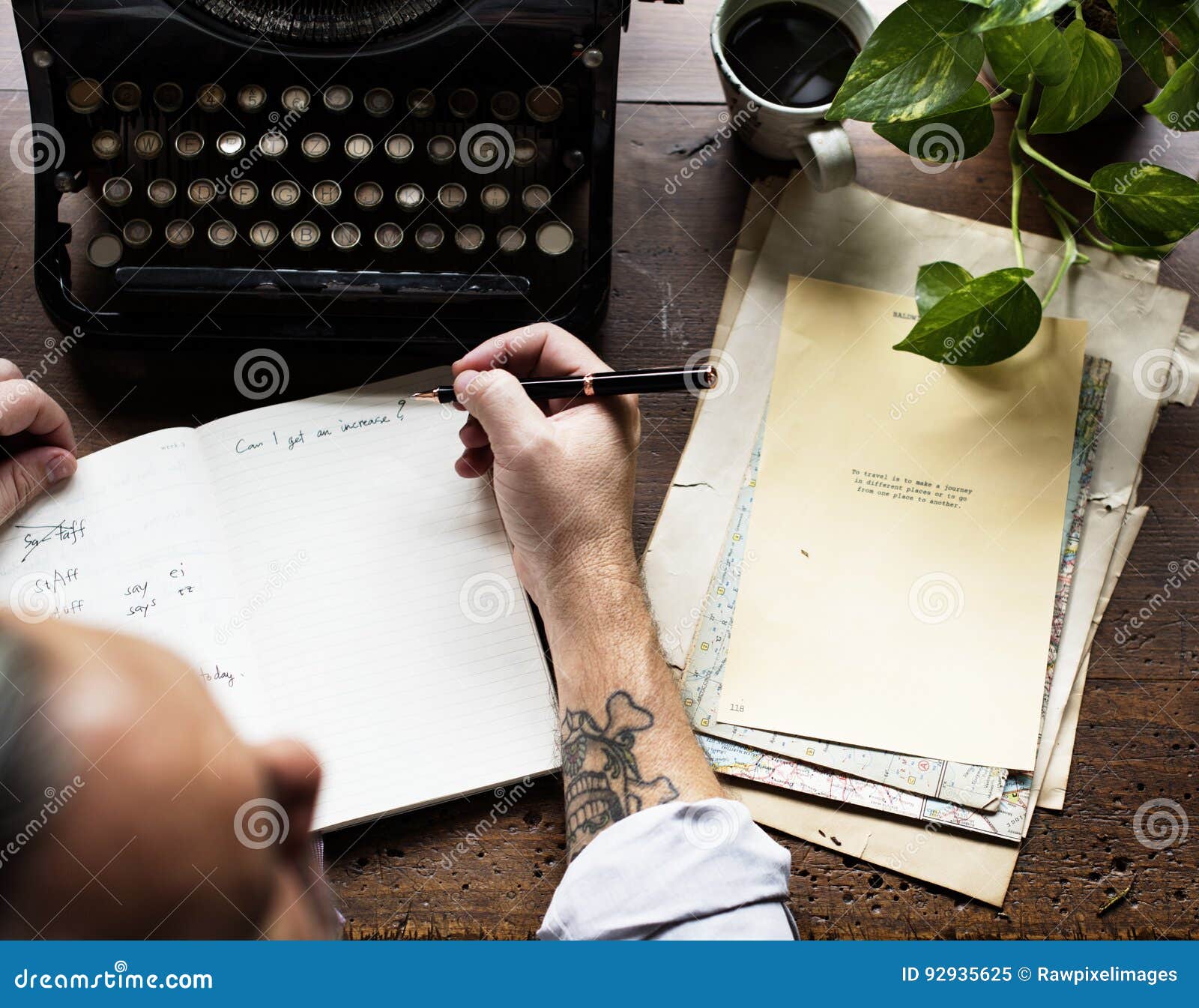 Man Using Retro Typewriter Machine Work Writer Stock Image - Image of ...