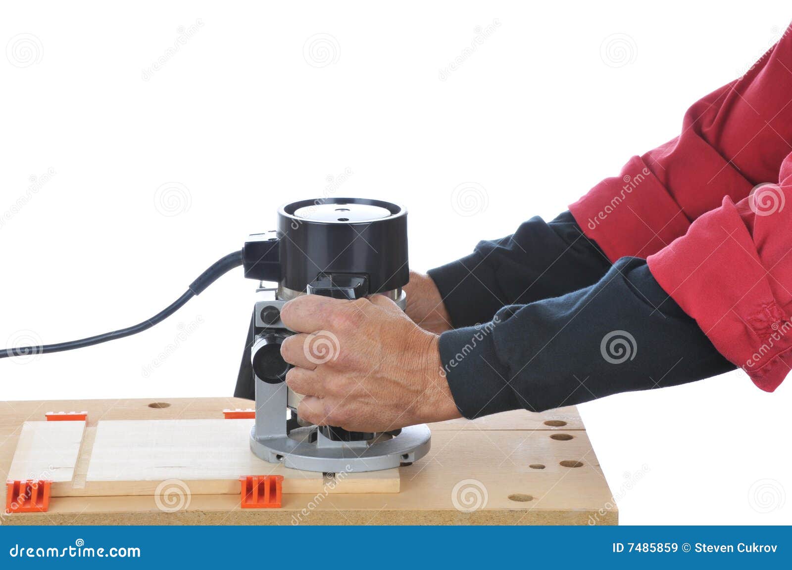 Man Using Router stock image. Image of clamp, vise, worker - 7485859