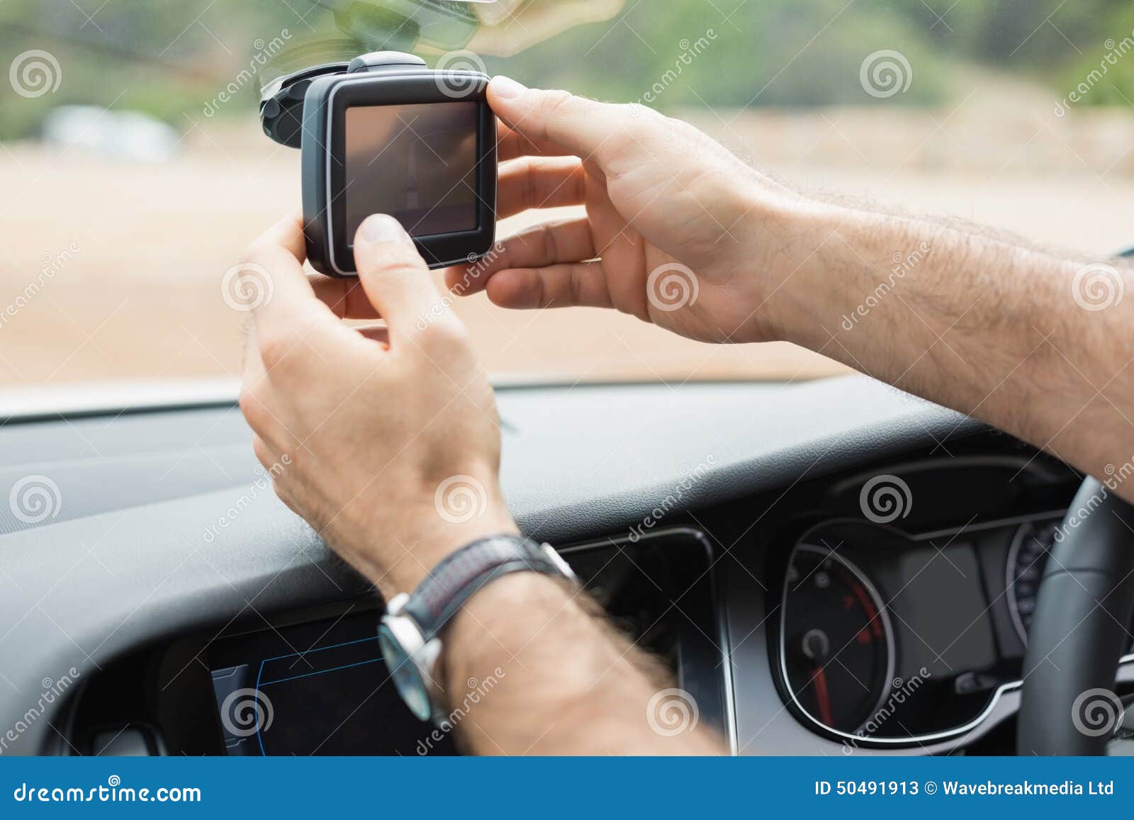 Man Using Satellite Navigation System Stock Image - Image of system ...