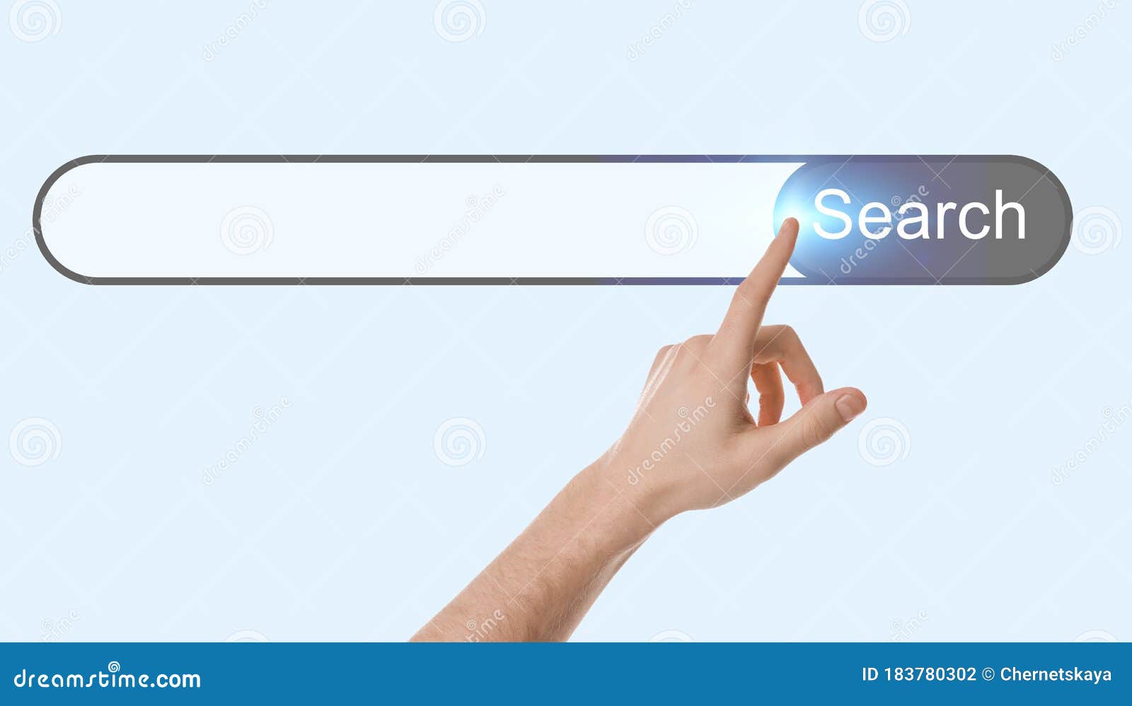 Man Using Search Bar on Virtual Screen Stock Illustration ...
