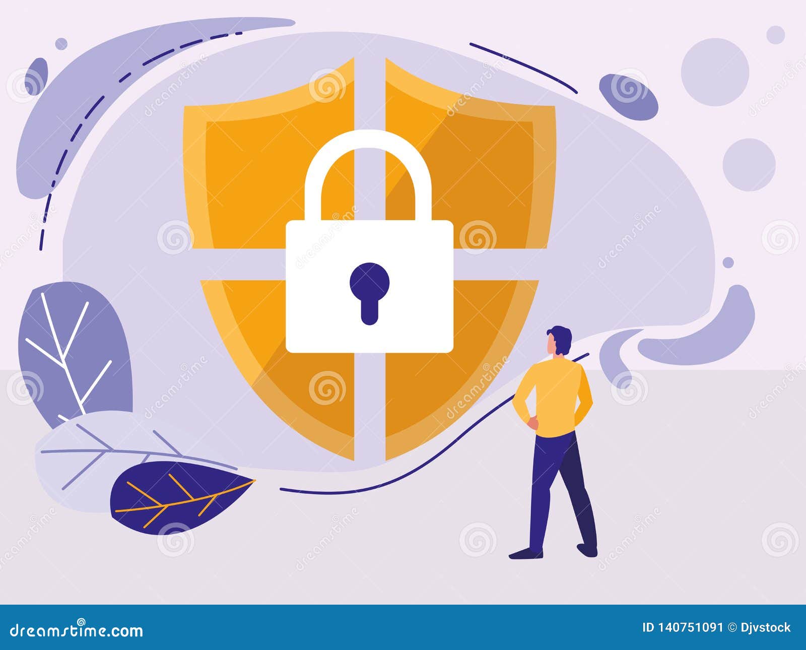 Man Using Shield Security Isolated Icon Stock Vector - Illustration of ...