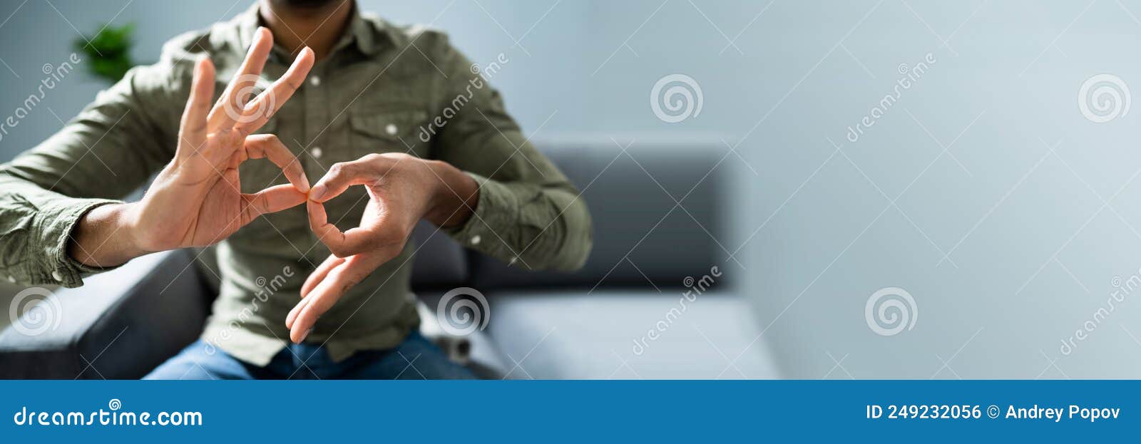 Man Using Sign Language To Communicate Against Stock Photo - Image of ...