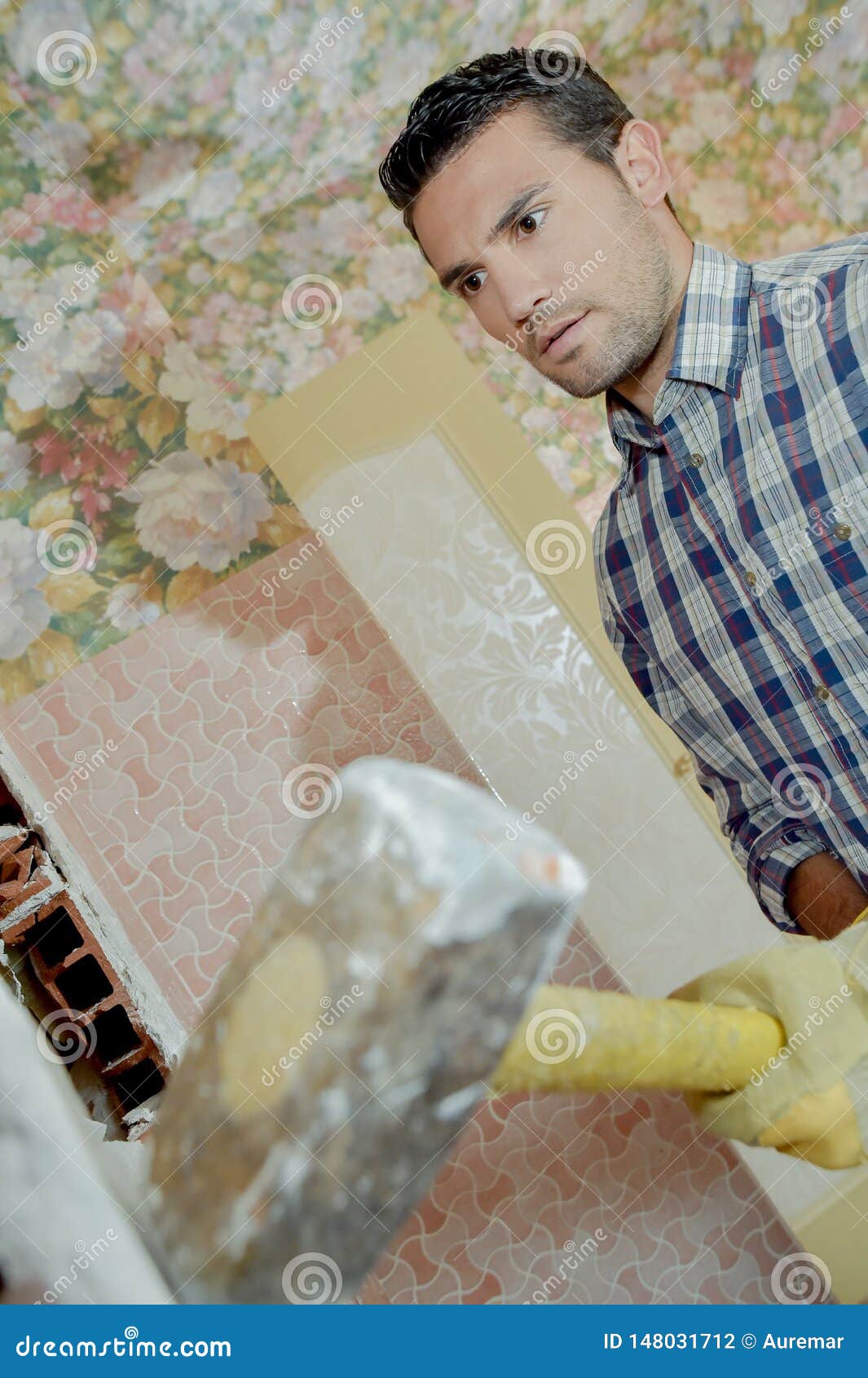 Man using sledge hammer stock photo. Image of background - 148031712