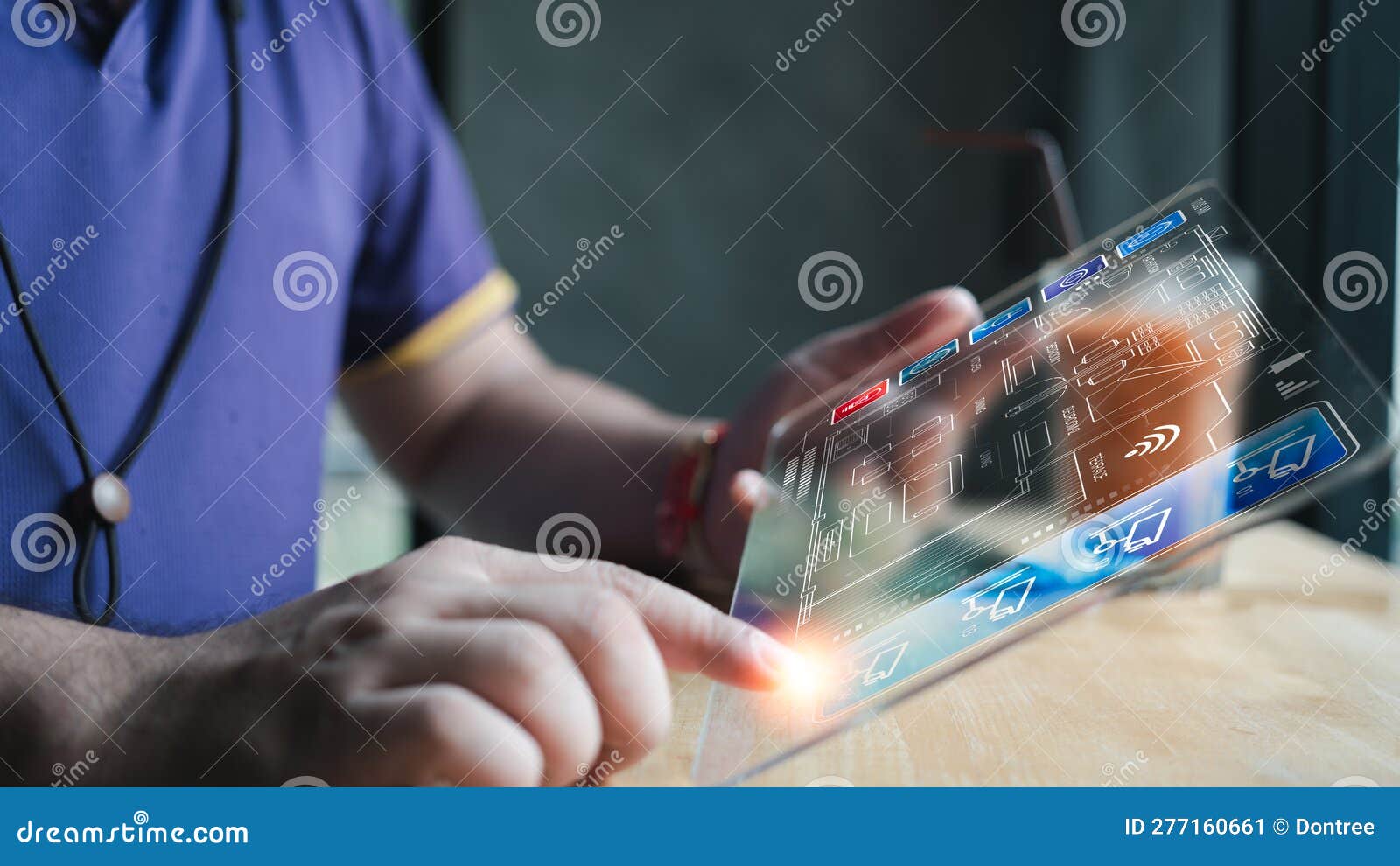 Man Using Smart Home Digital Interface. Smart Home Automation Control ...