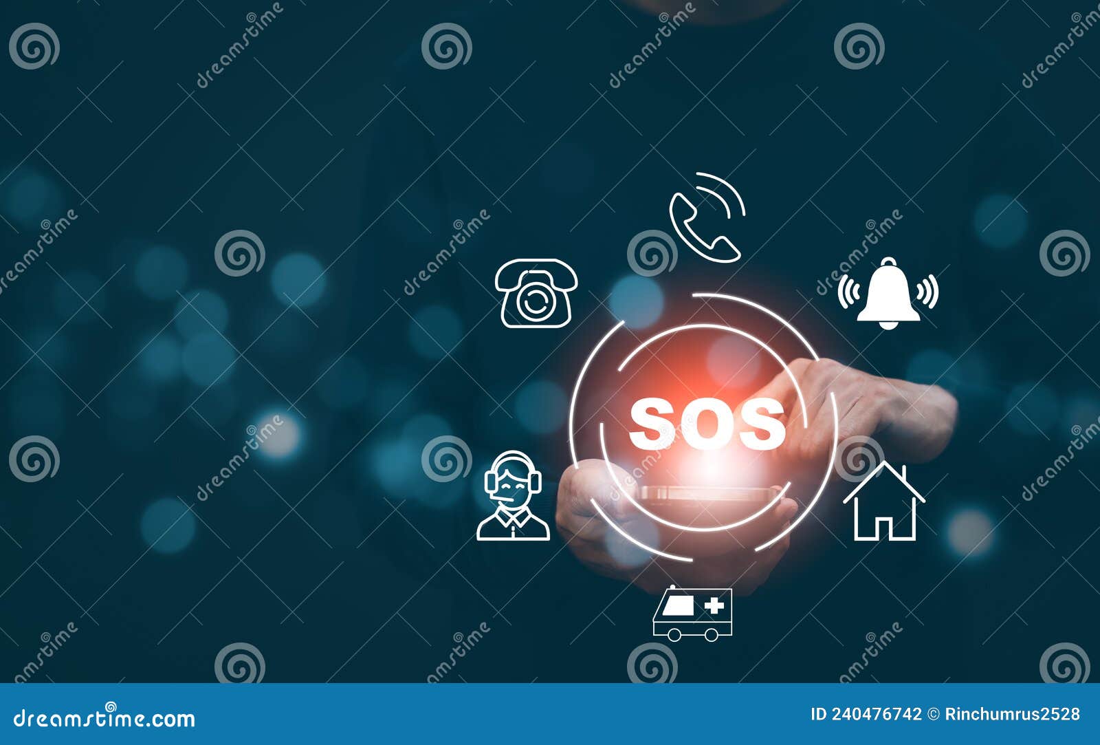 Man Using Smart Phone with Emergency App in Home, Call Phone, Chat ...