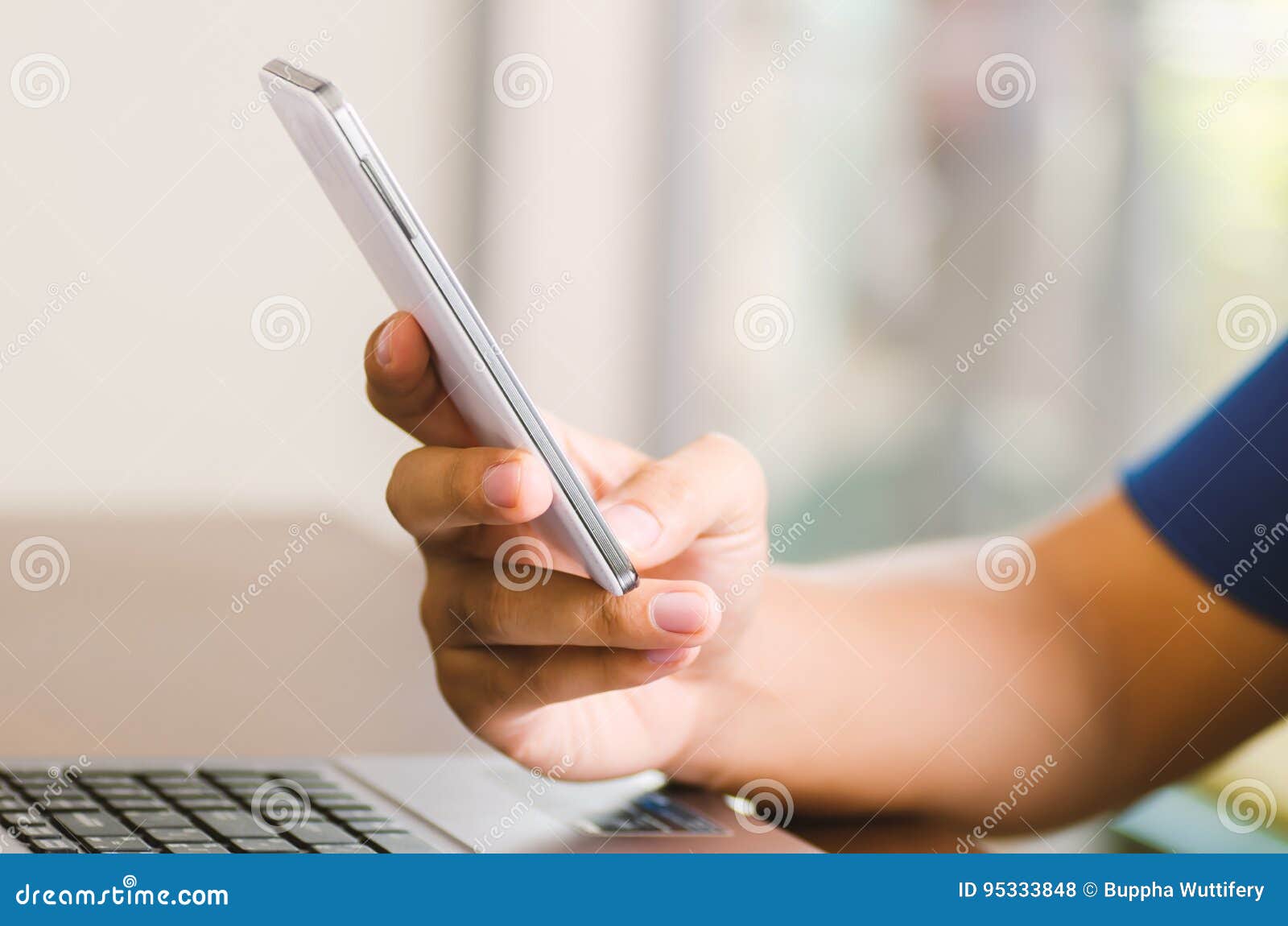 Man Using Smart Phone and Laptop Stock Photo - Image of digital ...