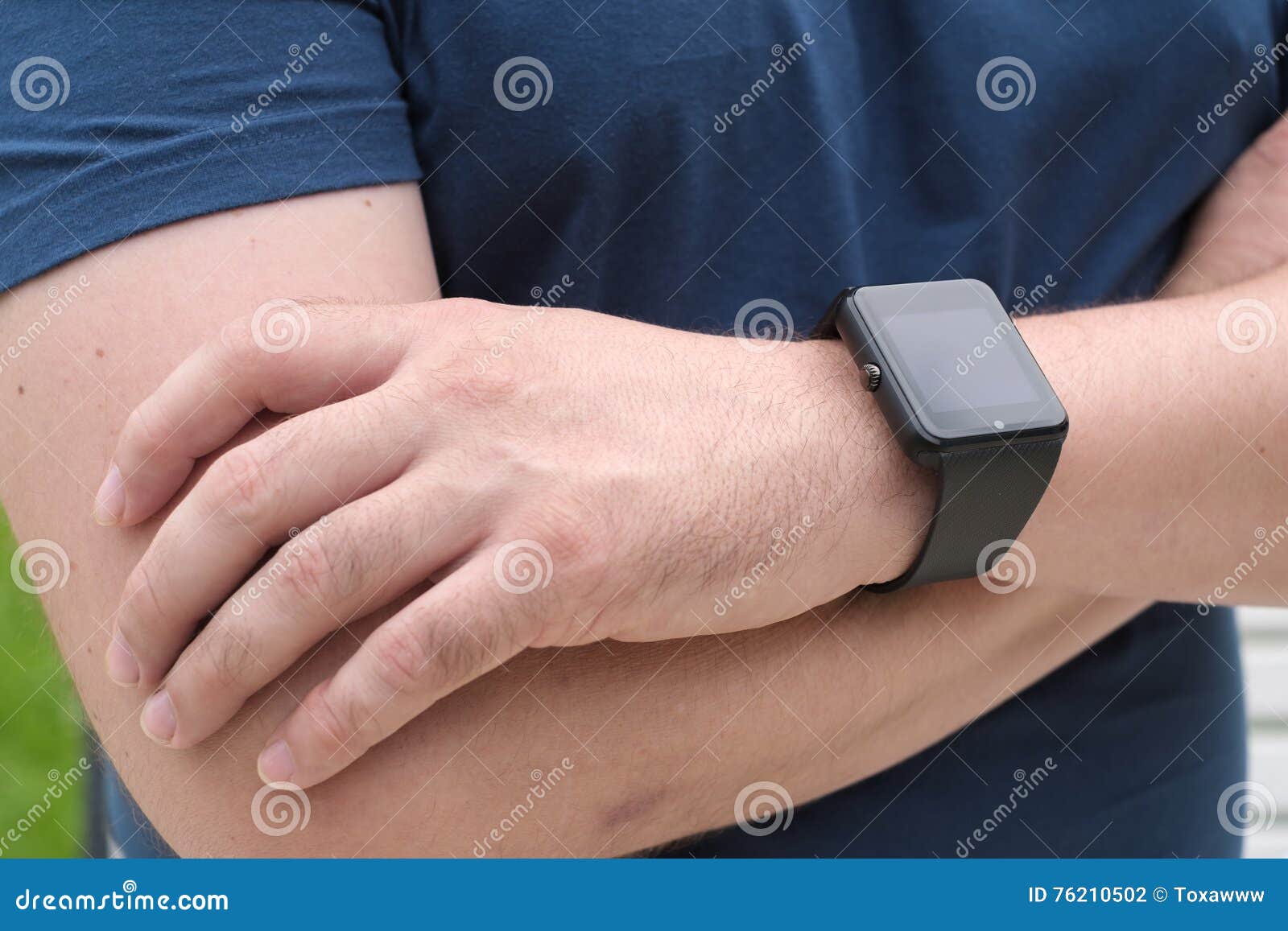 Man using smart watch stock photo. Image of hand, device - 76210502