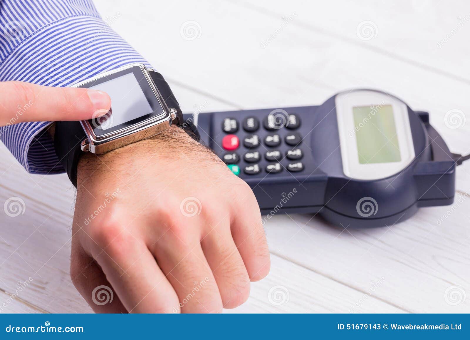 Man Using Smart Watch To Express Pay Stock Image - Image of data ...