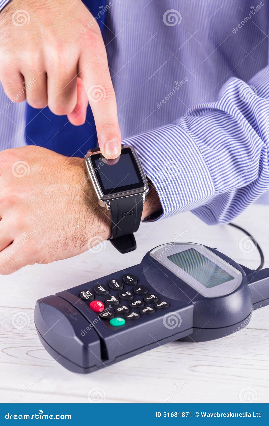 Man Using Smart Watch To Express Pay Stock Image - Image of banking ...