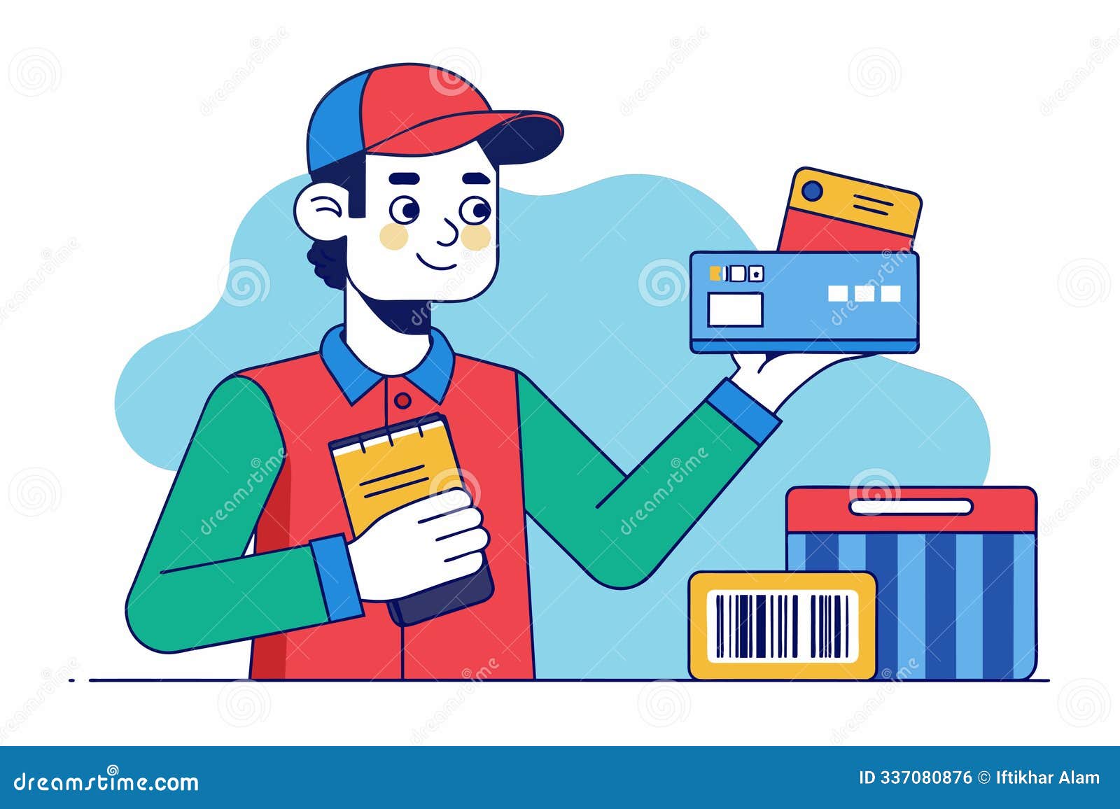 A Man is Using a Smartphone Barcode To Make a Payment at a Retail Store ...