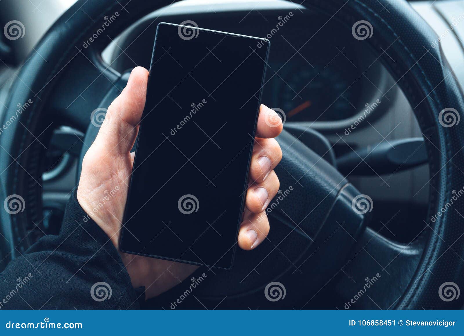 Man Using Smartphone in Car Stock Image - Image of navigation ...