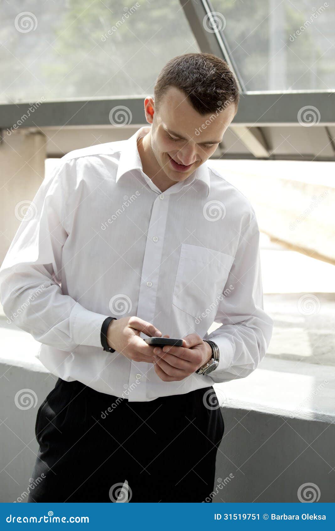 Man using smartphone stock image. Image of collar, connection - 31519751