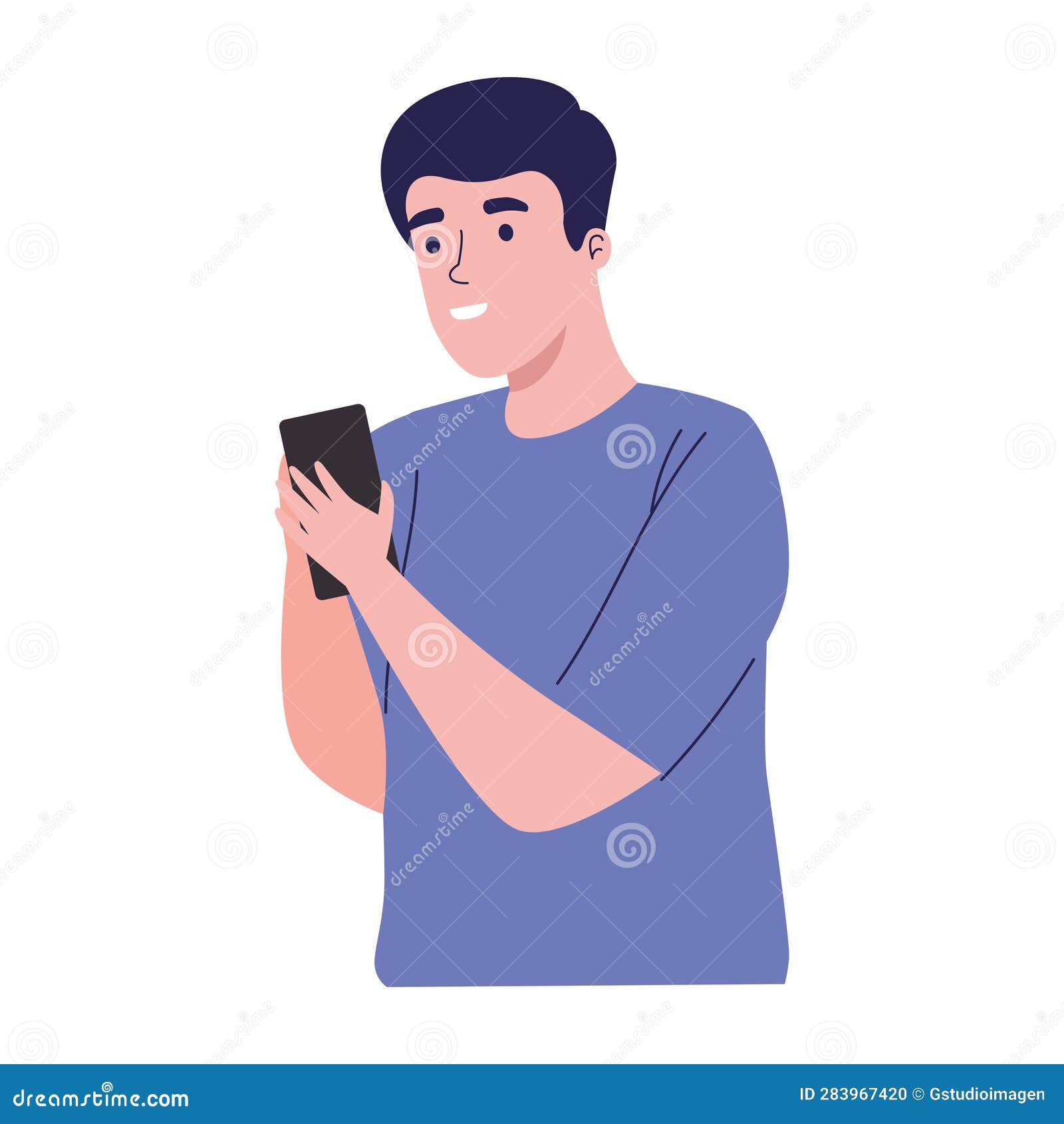 Man Using Smartphone Device Stock Vector - Illustration of phone ...