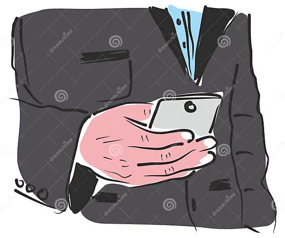 Businessman Using a Smartphone. Hand Vector Sending Message through a ...