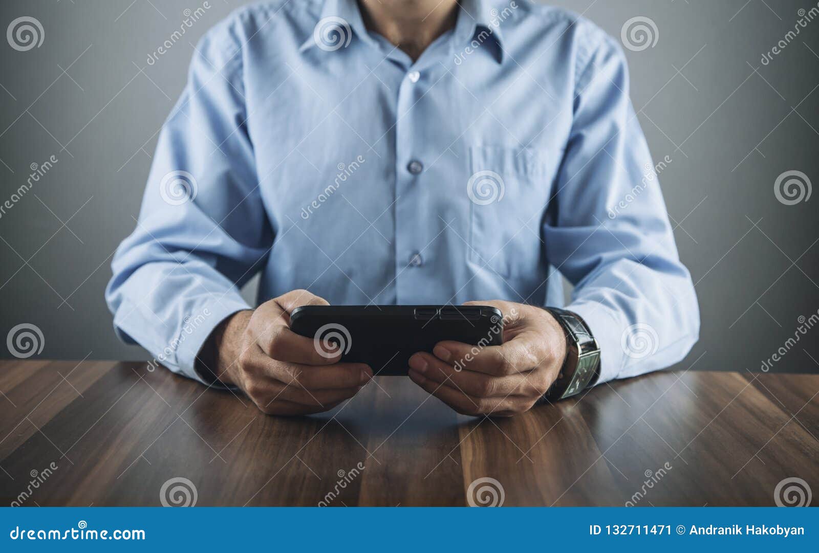 Man Using Smartphone in His Desk. Business Concept Stock Image - Image ...