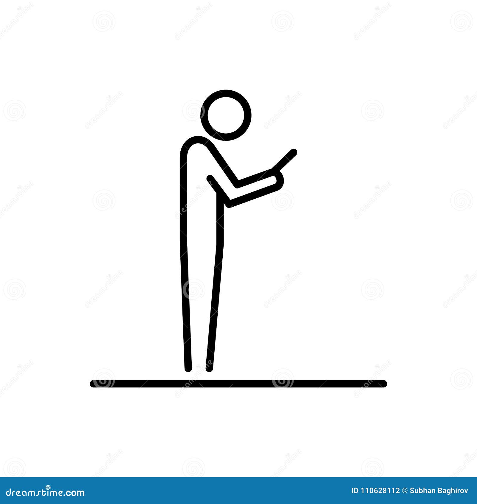 Man Using Smartphone Icon Ui People Simple Line Flat Illustration Stock ...