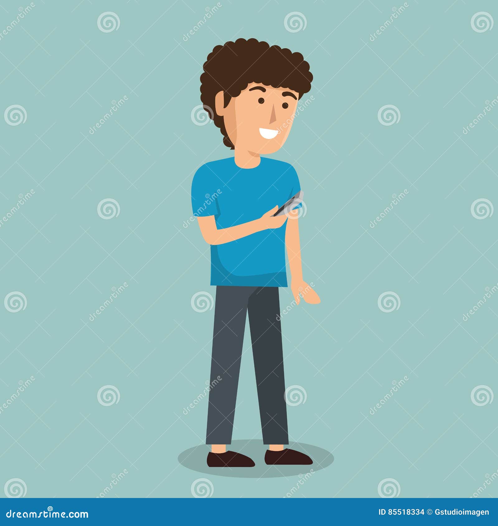 Man using smartphone icon stock vector. Illustration of social - 85518334