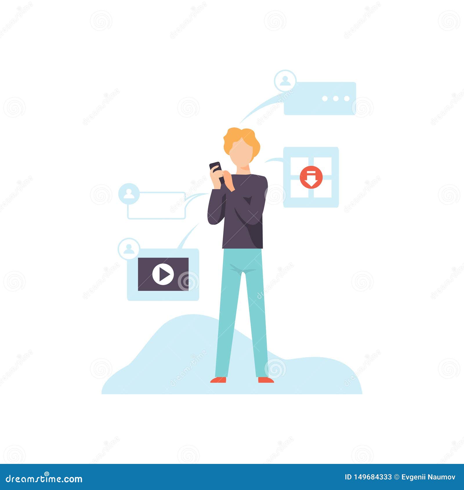 Man Using Smartphone with Mobile Phone Applications, Modern ...