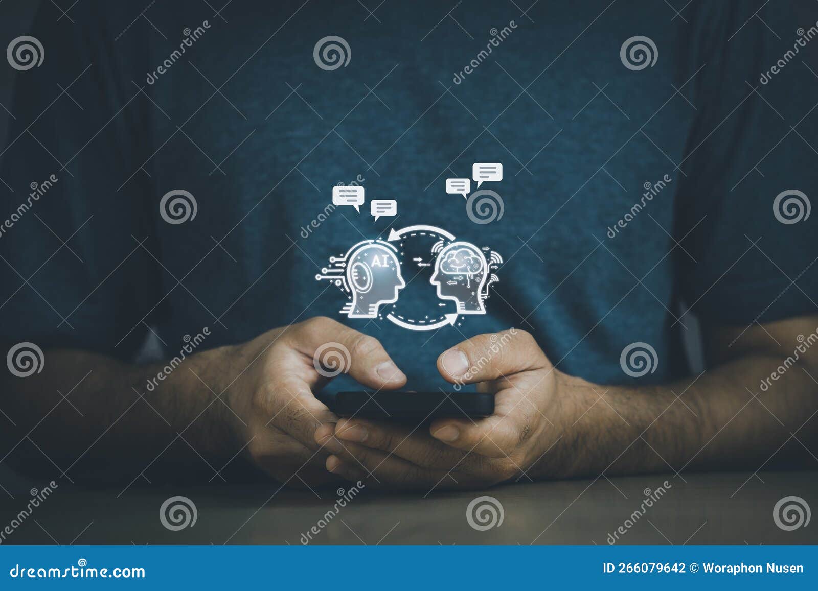 Man Using Smartphone Mobile Phone with Digital Chatbot, Chat GPT, Robot ...